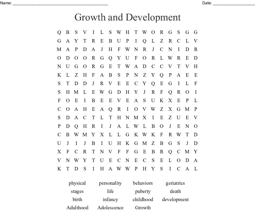 Growth And Development Word Search Wordmint Word Search Printable