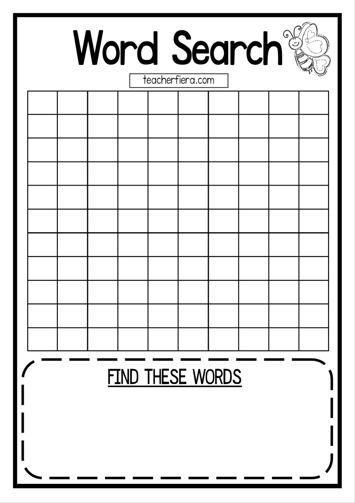Printable Blank Word Search Paper Word Search Printable