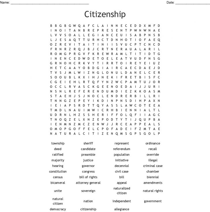 Civics Word Search Printable