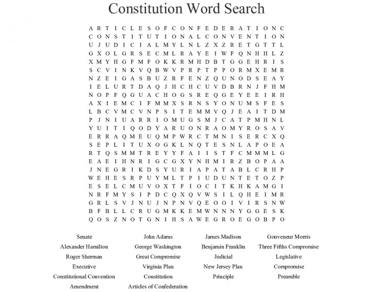 Us Constitution Word Search Printable - Word Search Maker
