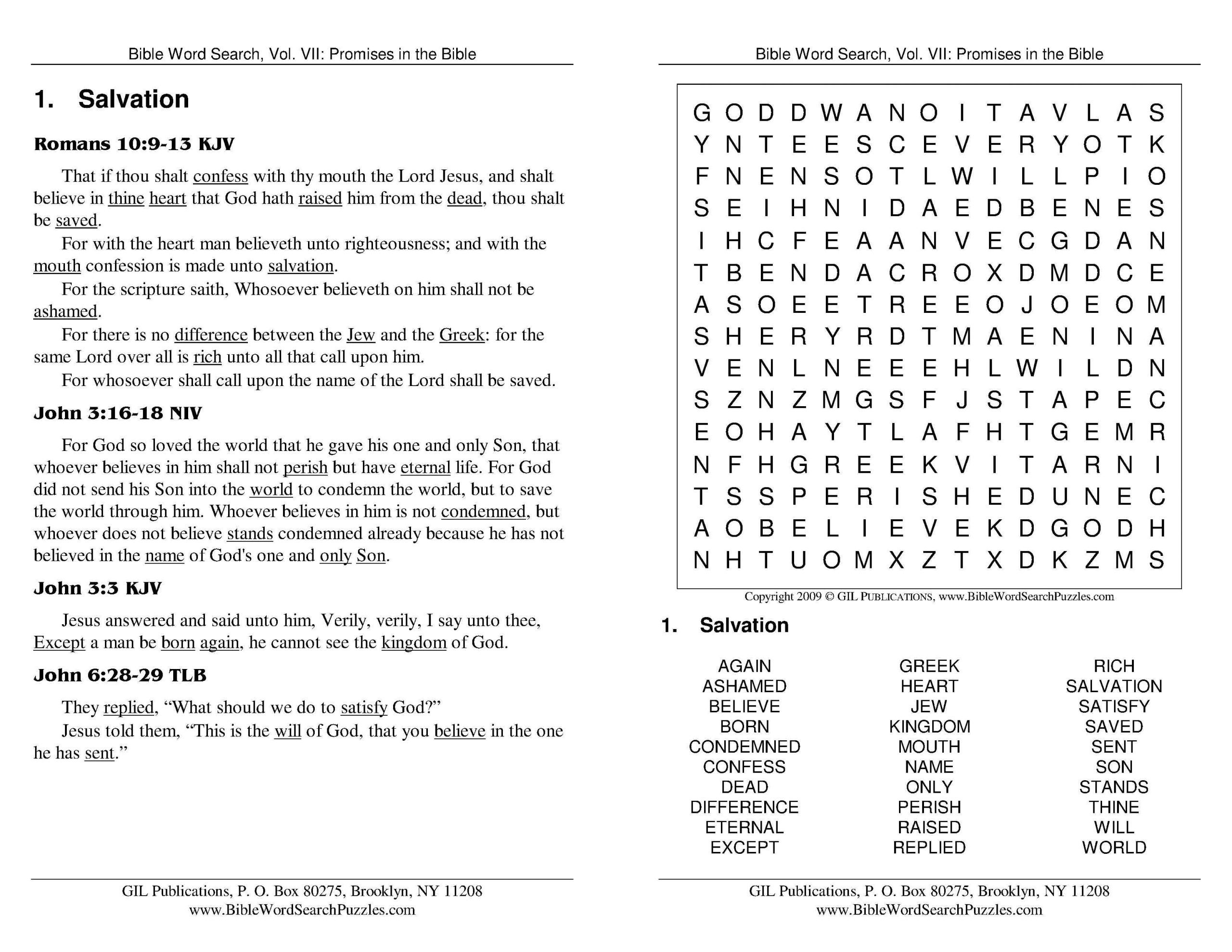 Bible Word Searches Free Printable