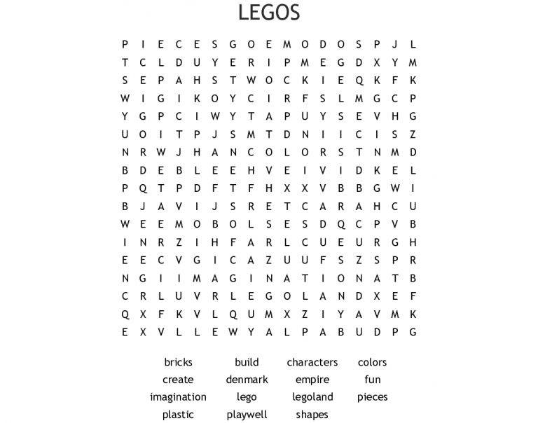 Free Printable Lego Word Search - Word Search Maker