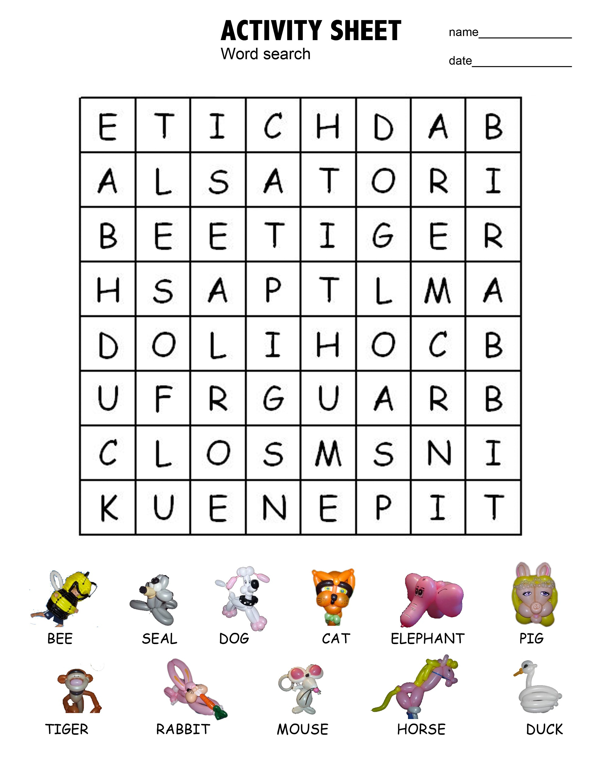 Printable Preschool Word Search Word Search Printable