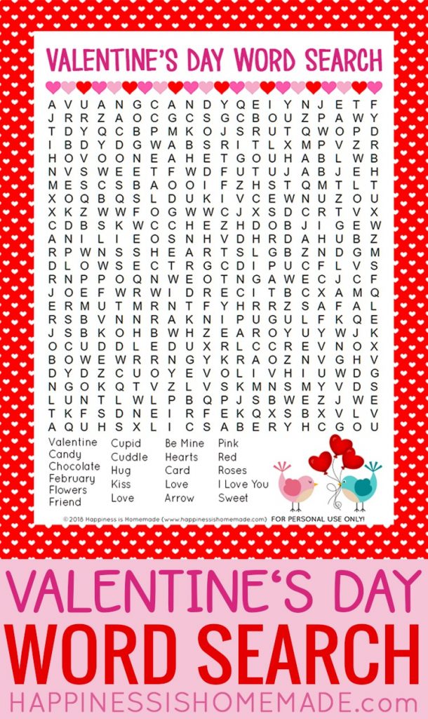 Valentine s Day Word Search Printable Happiness Is Homemade Word 